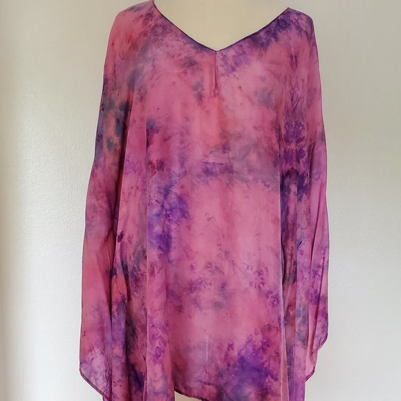 Hand Crafted | Tops | New Silk Caftan Kaftan Top Tunic Batwing Shirt ...
